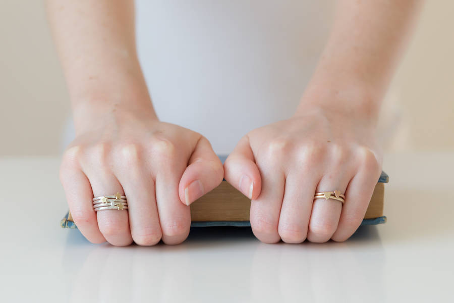 Solid Silver Lunar Moon And Stars Stacking Ring Set By Alison Moore