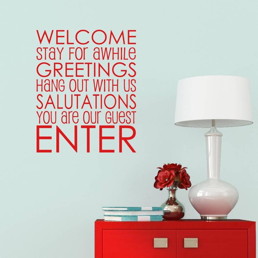 welcome guests wall sticker by mirrorin | notonthehighstreet.com