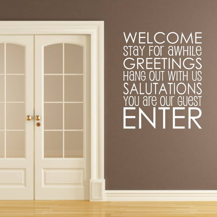welcome guests wall sticker by mirrorin | notonthehighstreet.com