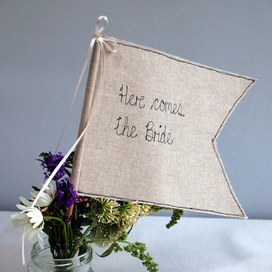Here Comes The Bride Wedding Flag By Handmade At Poshyarns