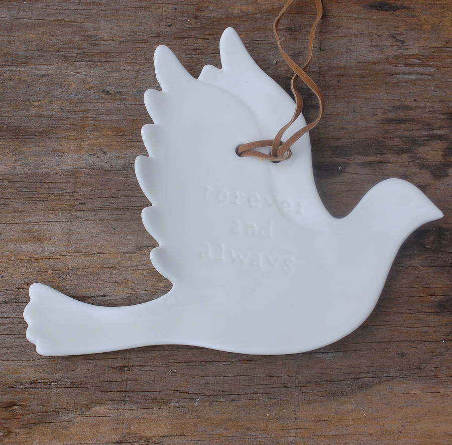 White Ceramic Dove Decoration With Romantic Messages By Hunter Gatherer ...