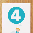 Four Today Boy With Balloon Birthday Card By Showler And Showler ...