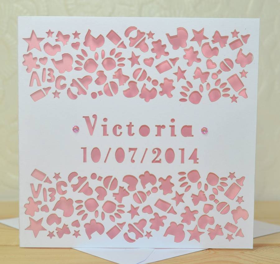 personalised laser cut new baby card by sweet pea design ...