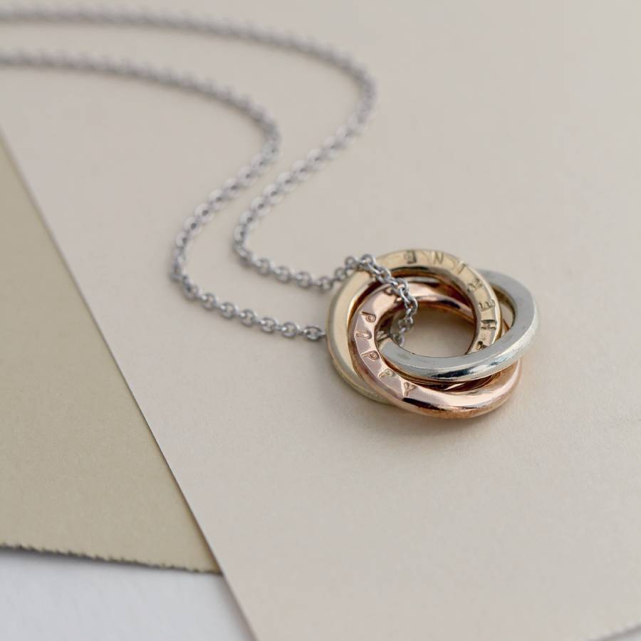 personalised 9ct mixed gold mini russian ring necklace by posh totty ...