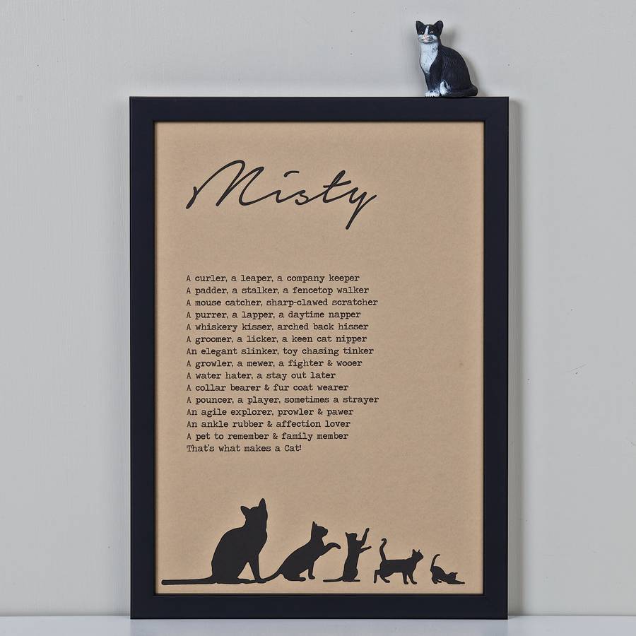 personalised cat print with cat poem by bespoke verse ...