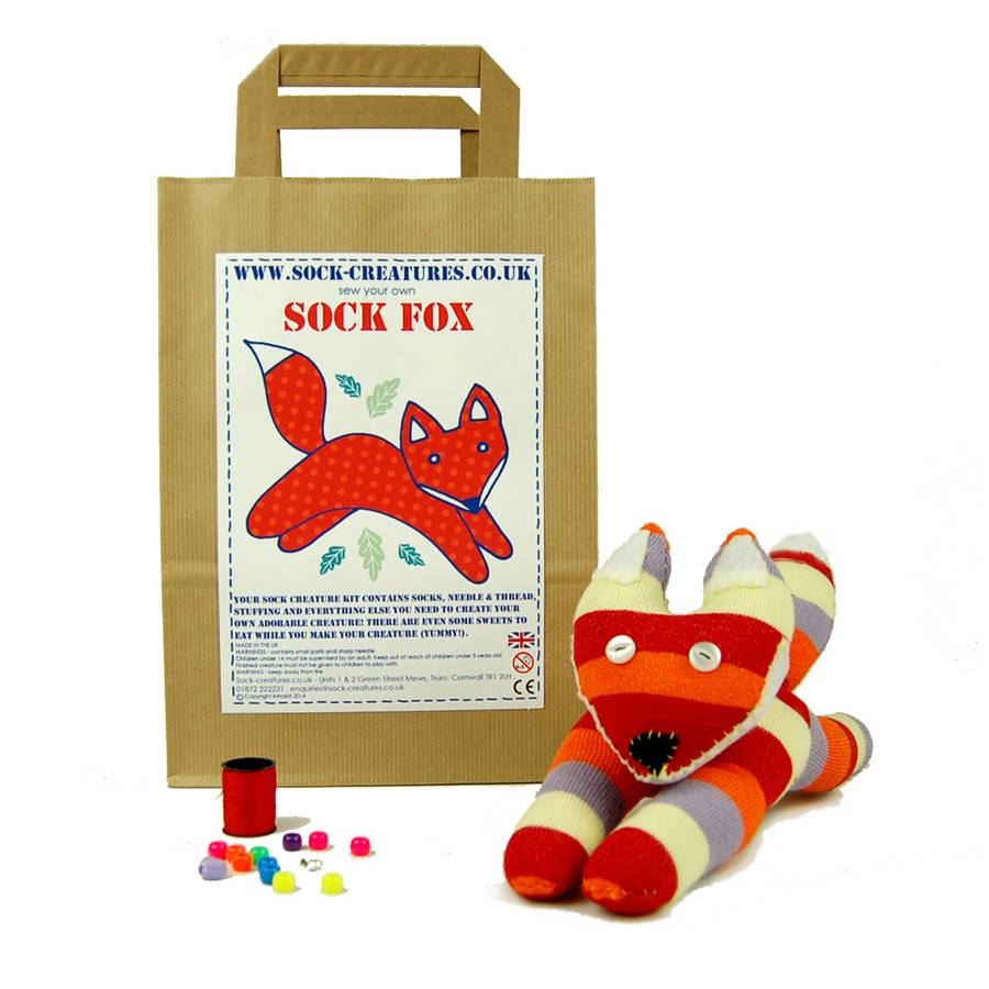 sock fox craft kit by sock creatures | notonthehighstreet.com