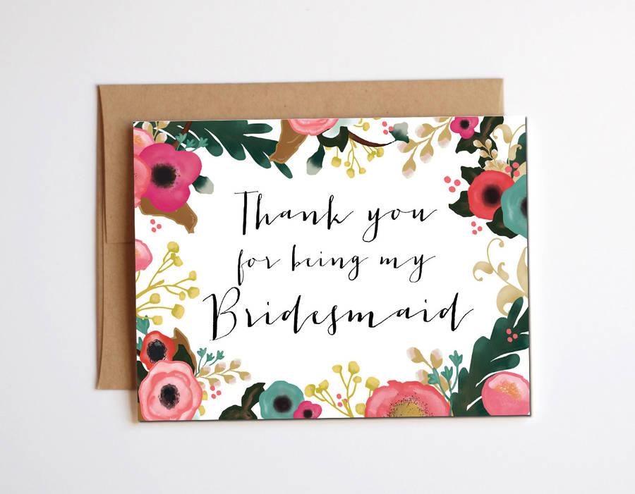 Bridesmaid Thank You Card By Here s To Us Notonthehighstreet