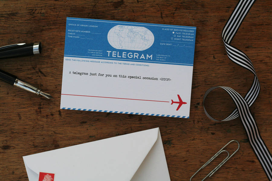 'telegram' card by nancy & betty studio | notonthehighstreet.com