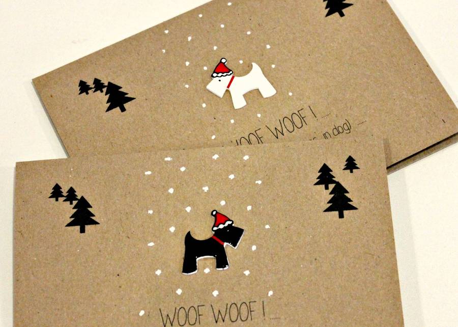 'woof woof means merry christmas' scottie dog card by little silverleaf ...