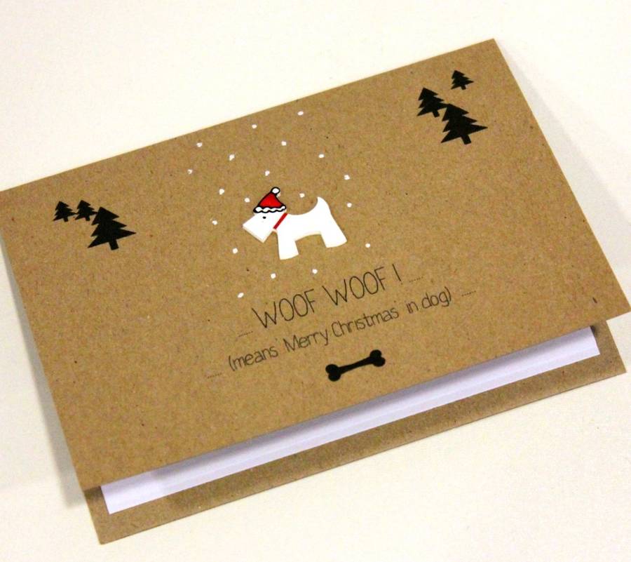 'woof woof means merry christmas' scottie dog card by little silverleaf ...