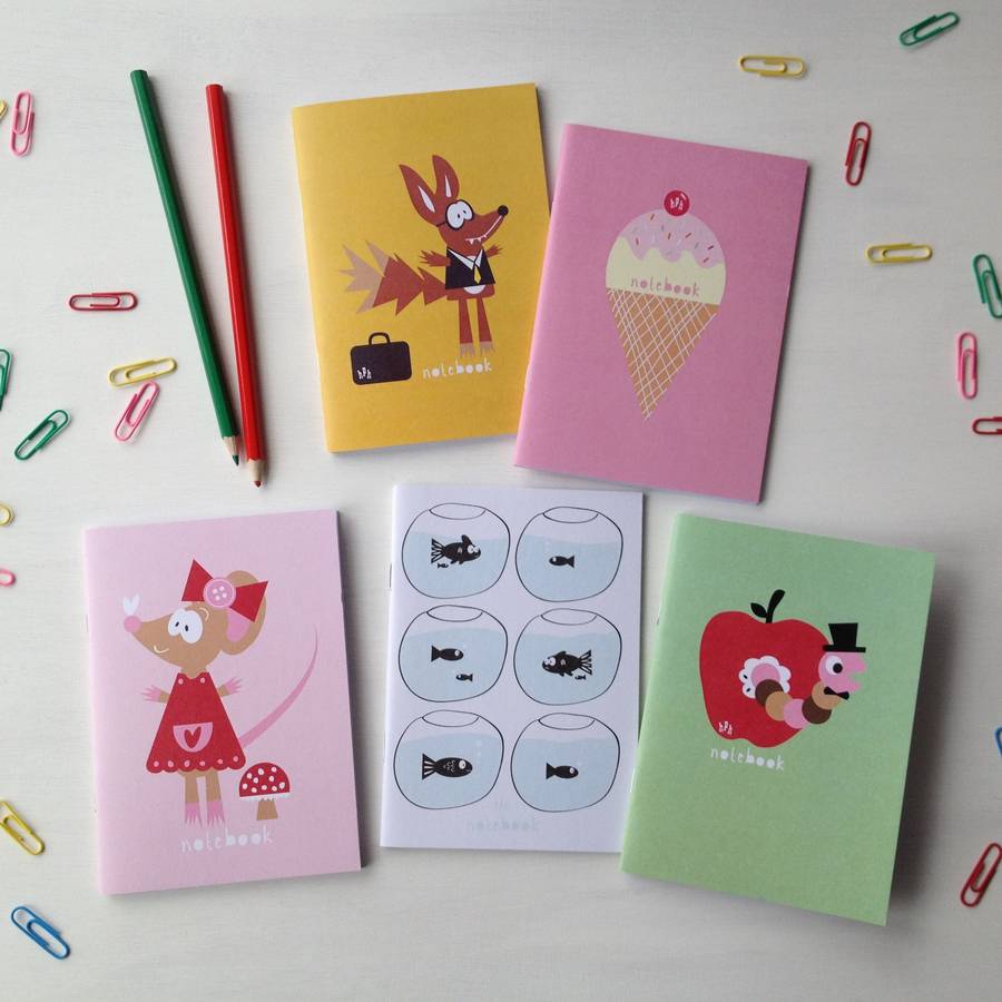 set of five children's mini notebooks by halfpinthome ...