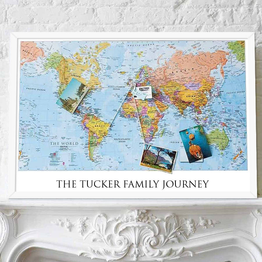framed personalised map of the world by maps international ...