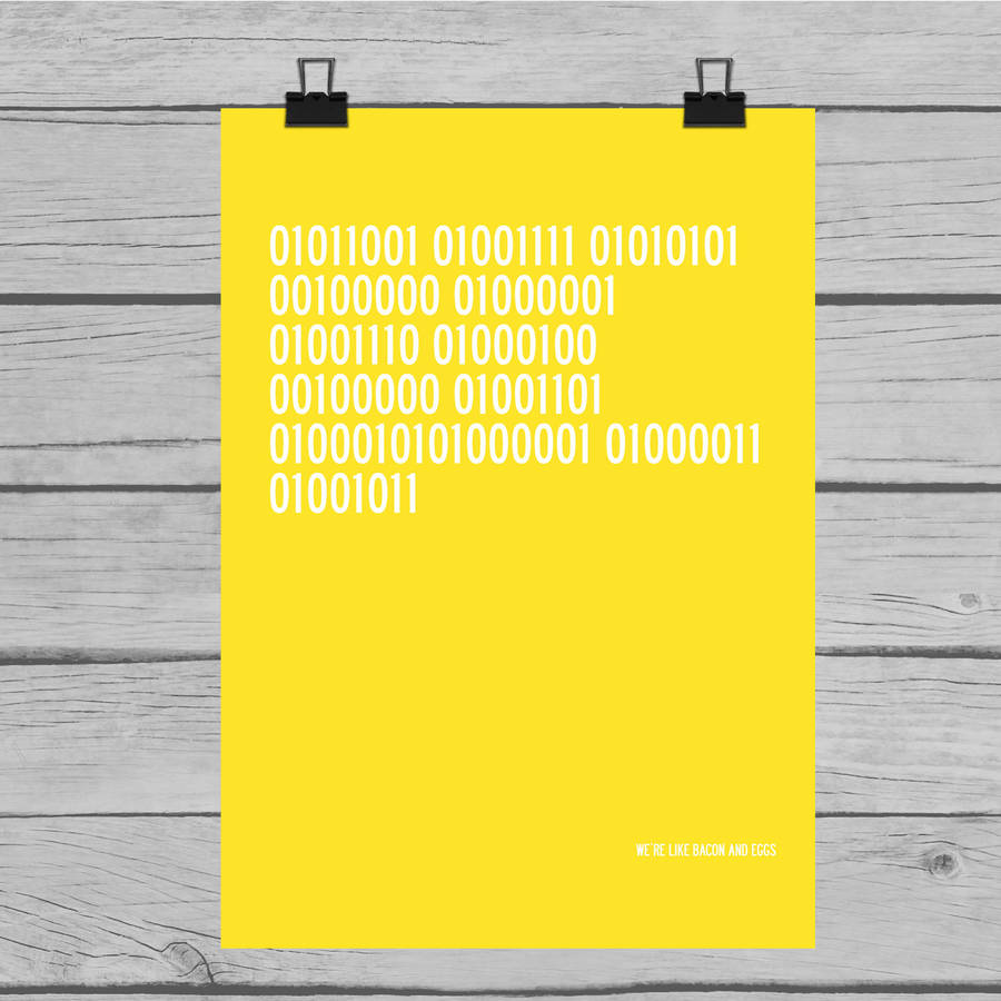 personalised binary code print, poster or canvas by i love design ...