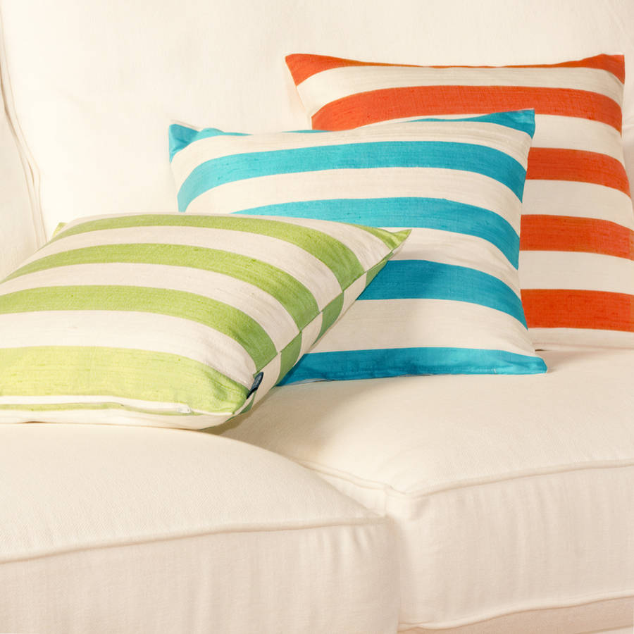striped silk cushion covers by jodie byrne | notonthehighstreet.com