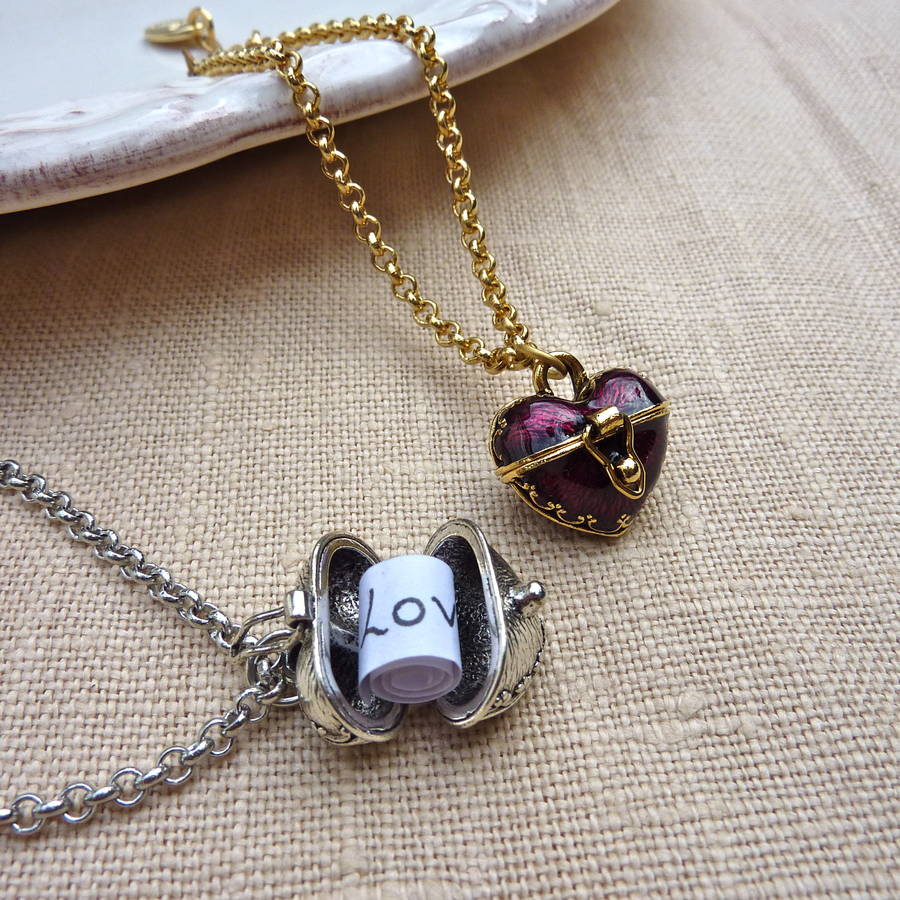 heart amulet locket necklace with enamel by jamie london ...