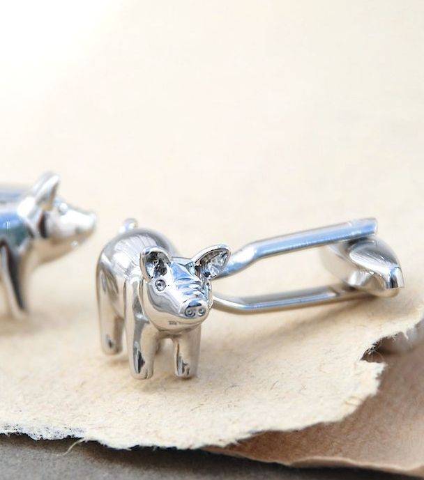 silver pig cufflinks by penelopetom | notonthehighstreet.com