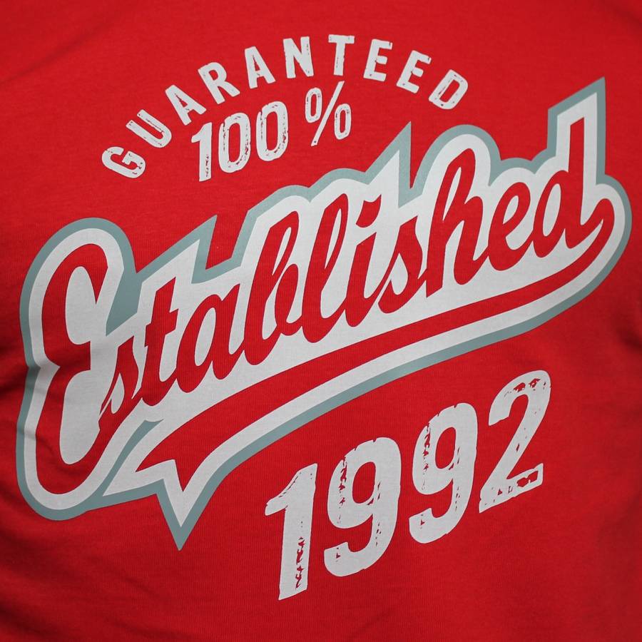 'established' birthday t shirt years 1998 to 1963 by good time gifts ...