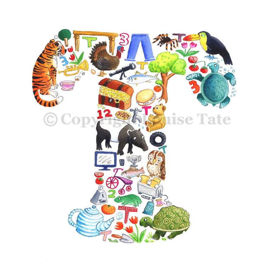 letter t print by louise tate illustration | notonthehighstreet.com