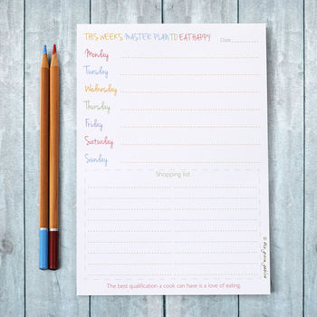 weekly meal planner pad by the green gables | notonthehighstreet.com