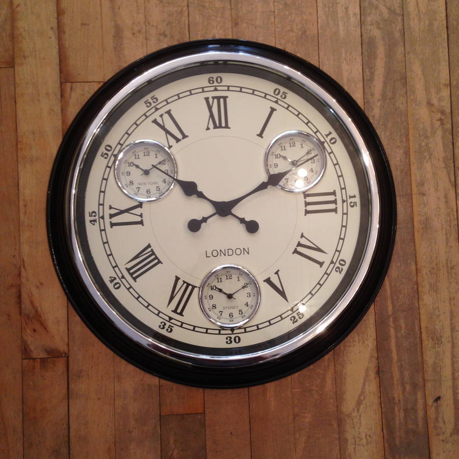 clock with three dials 50cm by french grey interiors ...