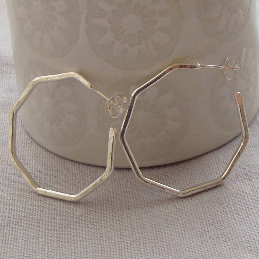 Sterling Silver Large Octagon Hoops By Lucy Kemp Silver Jewellery ...