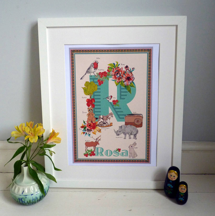 personalised letter/initial letter print r,s,t,v,w,y,z by max made me ...