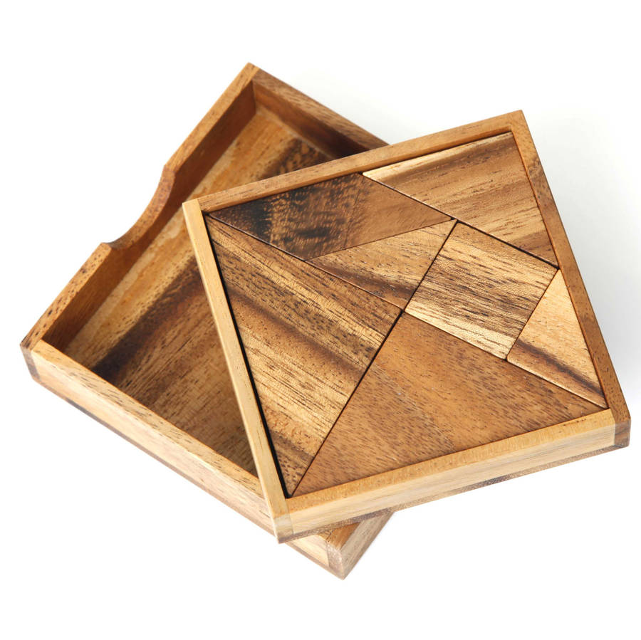 Tangram Seven Piece Wooden Puzzle By Fablittlegiftshop