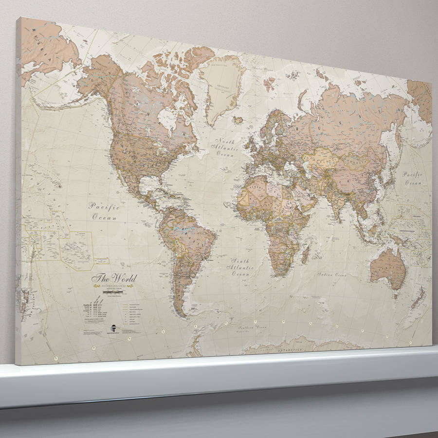 Large Canvas World Map