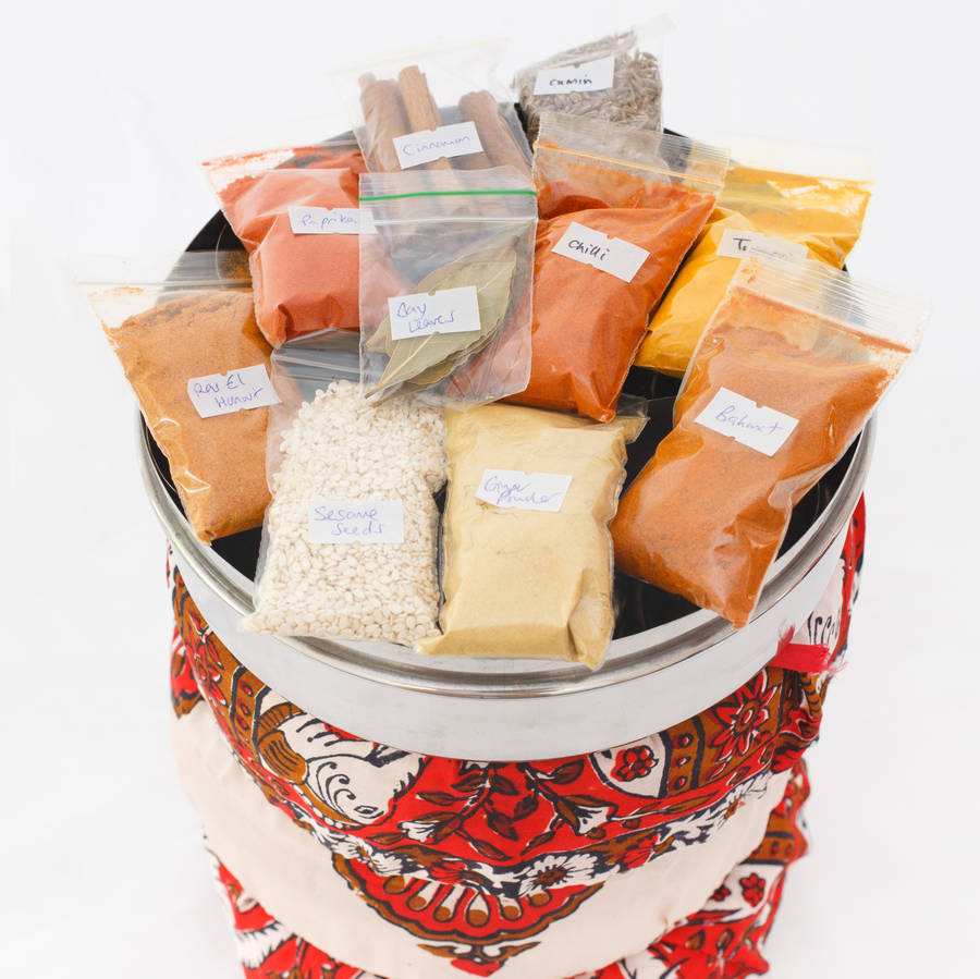 moroccan spices with tin and silk wrap by spice kitchen ...