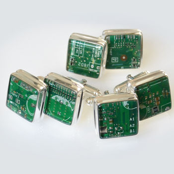 Computer Circuit Board Sterling Silver Cufflinks By Hepburn & Hughes ...