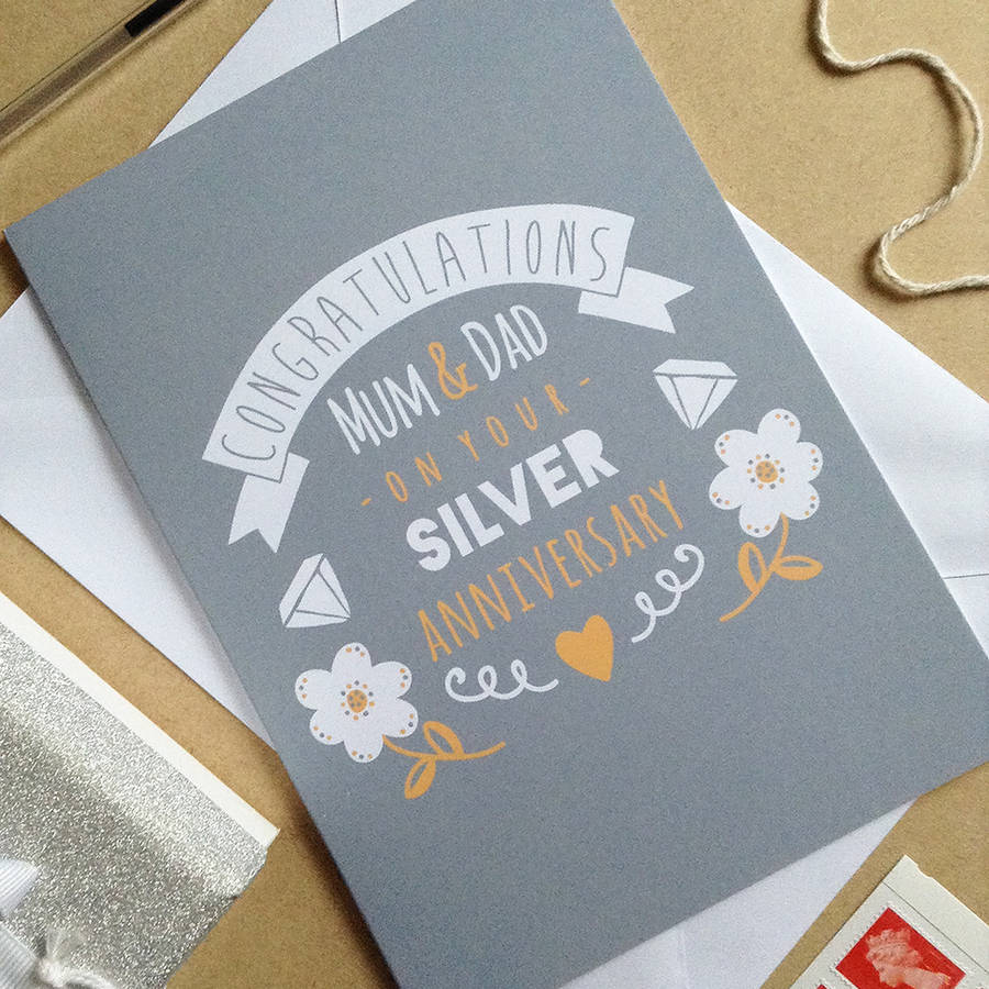 Personalised Silver Wedding Anniversary Card By Ello Design 