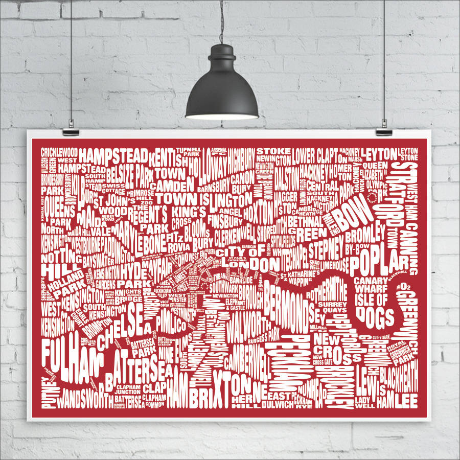 london typography map by kiaco | notonthehighstreet.com