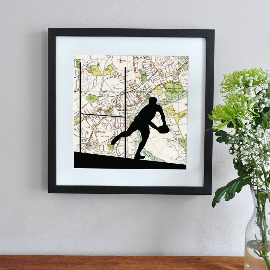 personalised rugby map print by atlas & i | notonthehighstreet.com