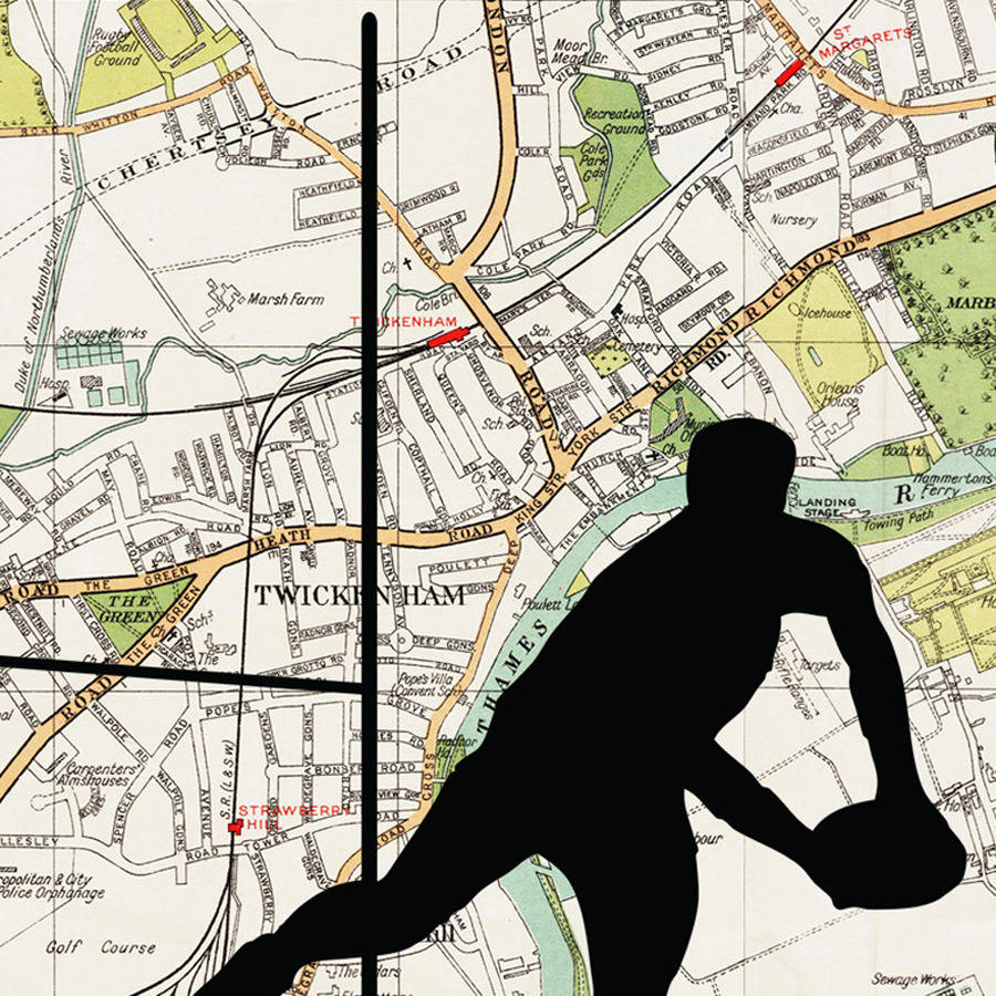 personalised rugby map print by atlas & i | notonthehighstreet.com