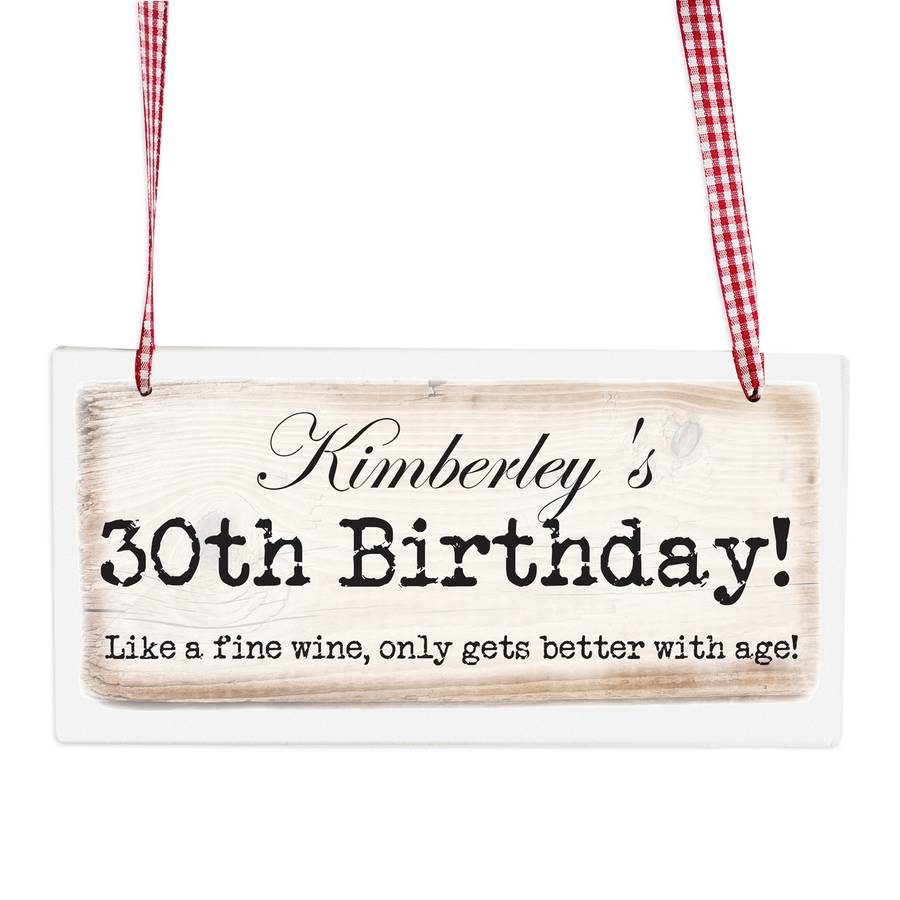 30th Birthday Personalised Wooden Sign By Chalk And Cheese Candles And ...