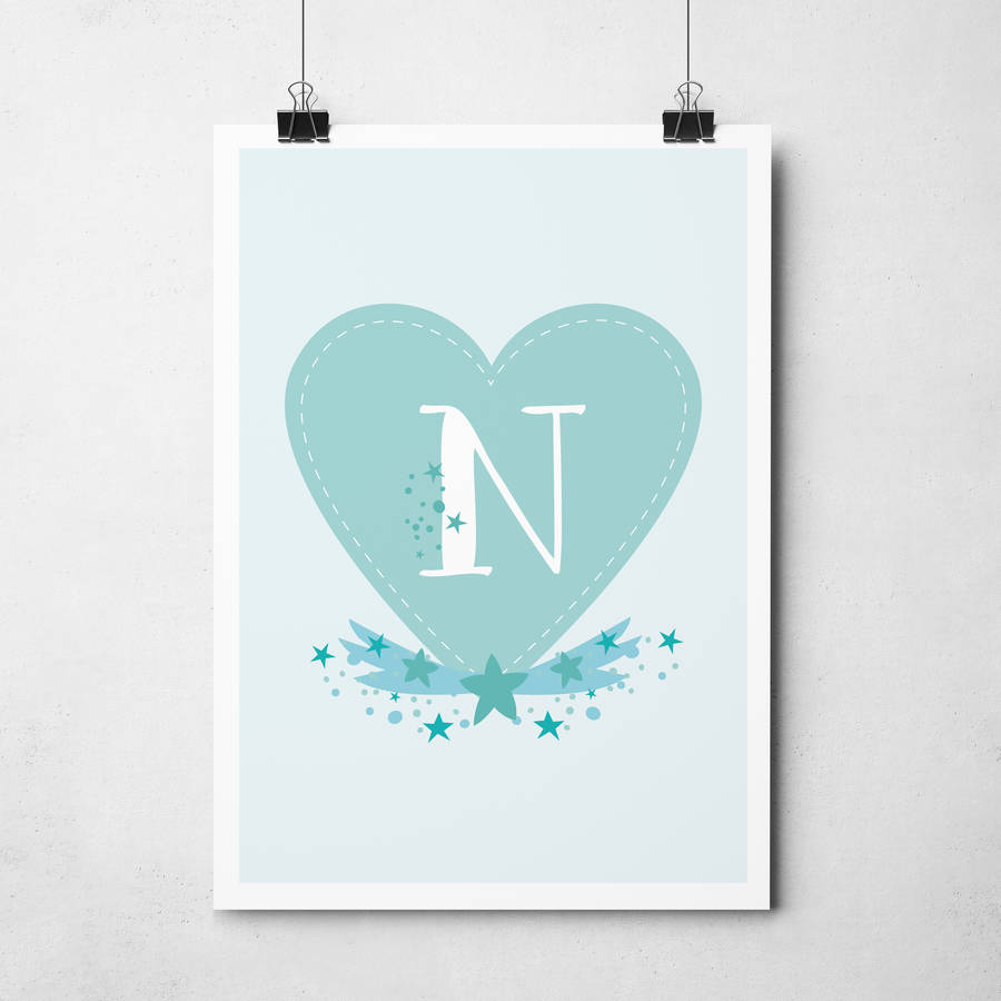 Personalised Initial Heart Print By Homegrown Print Co ...