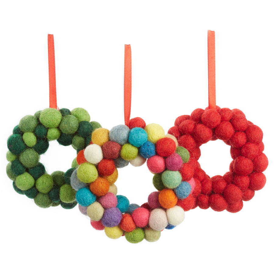 handmade felt small ball wreath by felt so good | notonthehighstreet.com