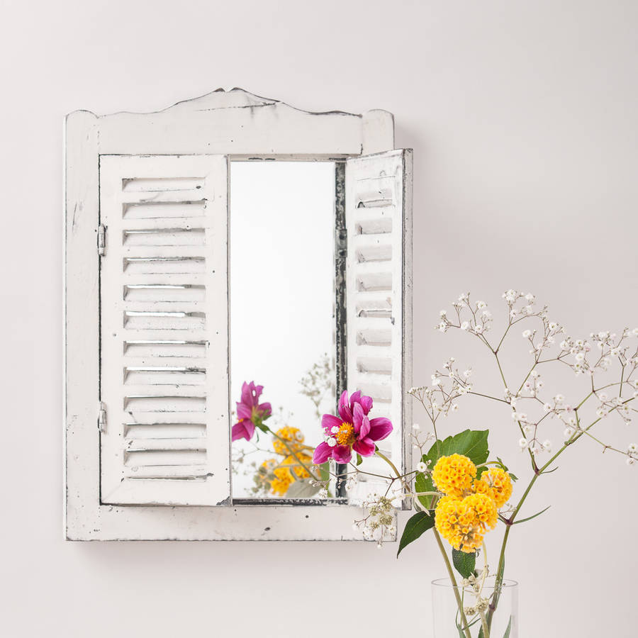 outdoor wooden shutter mirror by hand crafted mirrors ...