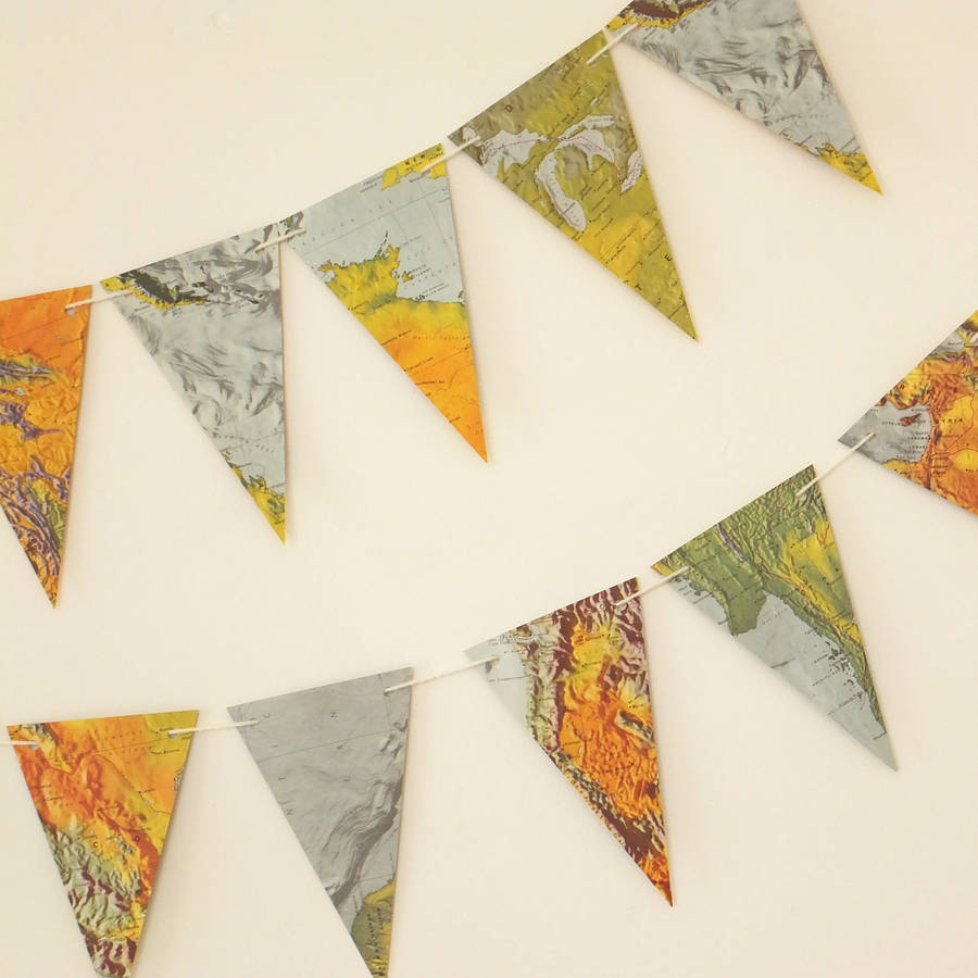 Vintage Map Bunting By Peony and Thistle