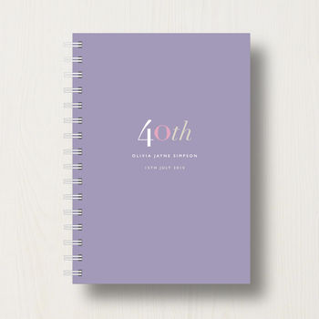Personalised 40th Birthday Journal Or Guest Book By Designed ...