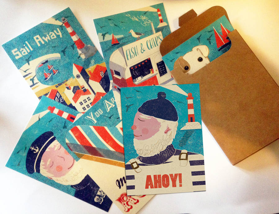 set of six retro nautical postcards by rocket 68 | notonthehighstreet.com