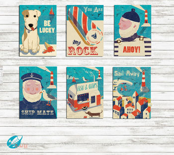 set of six retro nautical postcards by rocket 68 | notonthehighstreet.com