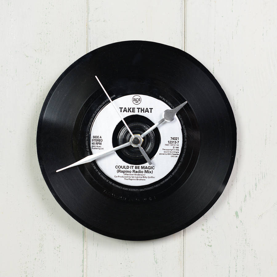 retro vinyl record clock by bobby rocks | notonthehighstreet.com