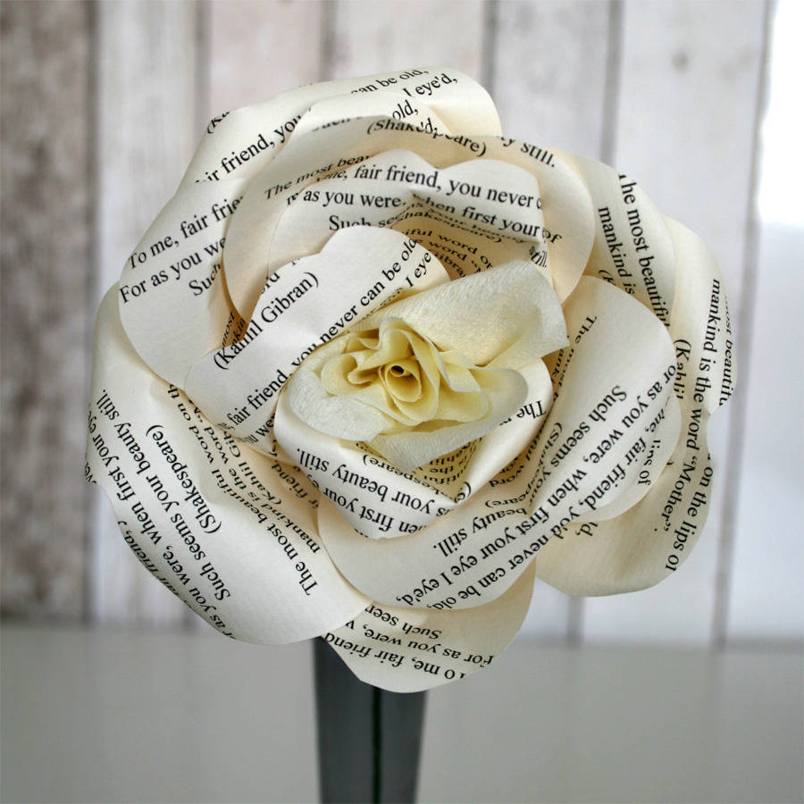 newspaper style print personalised paper rose by paper posies ...