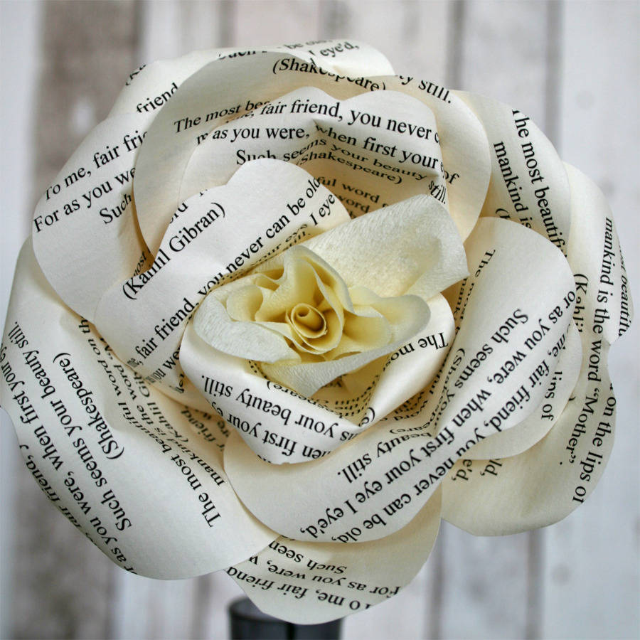 newspaper style print personalised paper rose by paper posies ...