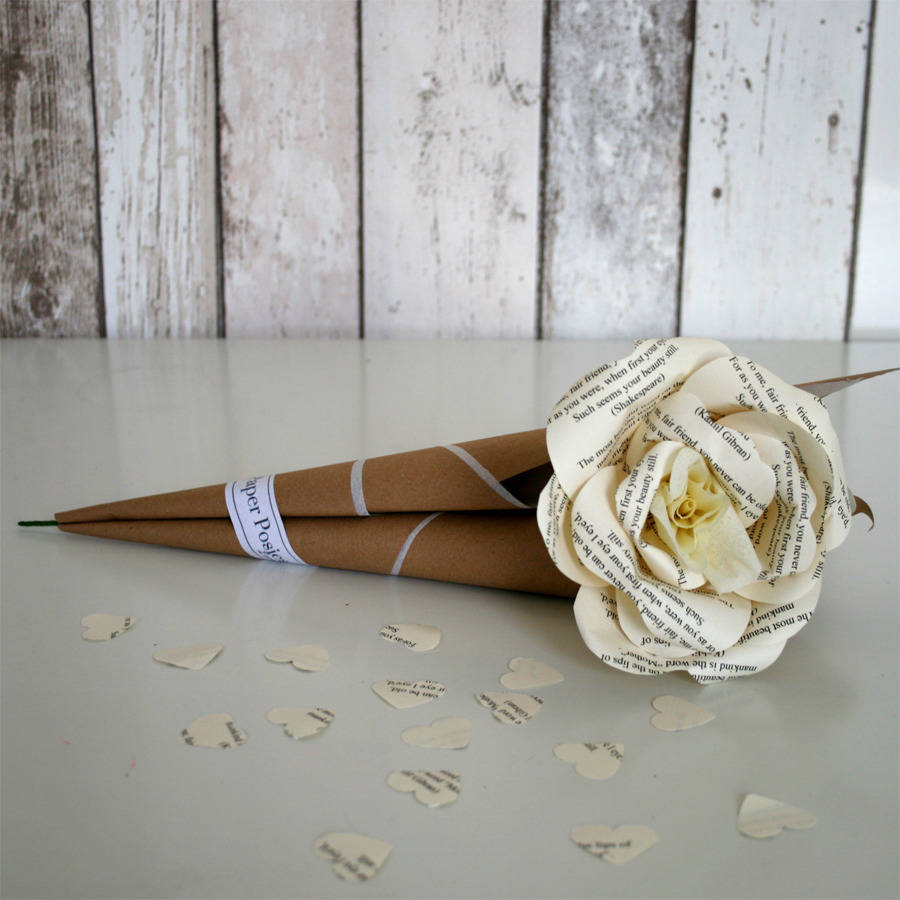 newspaper style print personalised paper rose by paper posies ...