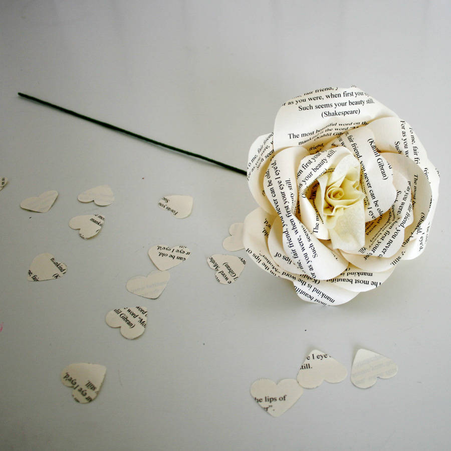 newspaper style print personalised paper rose by paper posies ...