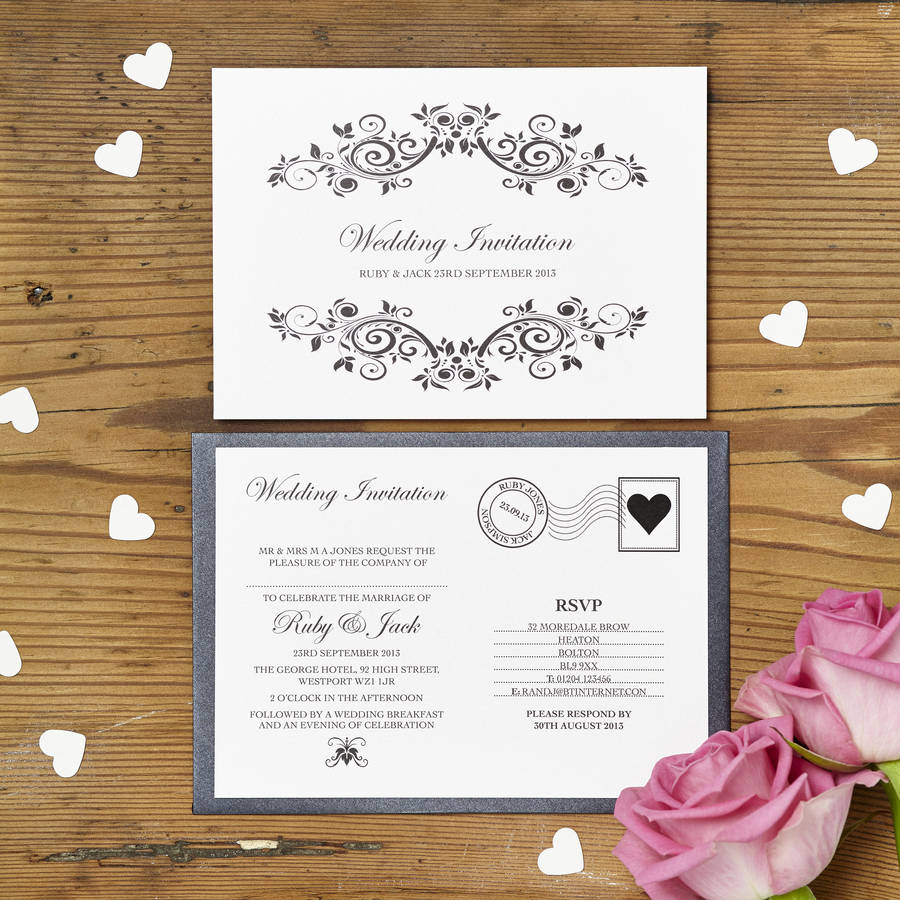 Wedding Invitation Postcard Template Free