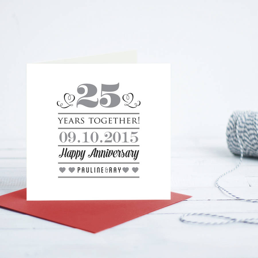 25th Wedding Anniversary Personalised Card By Quirky Chocolate 