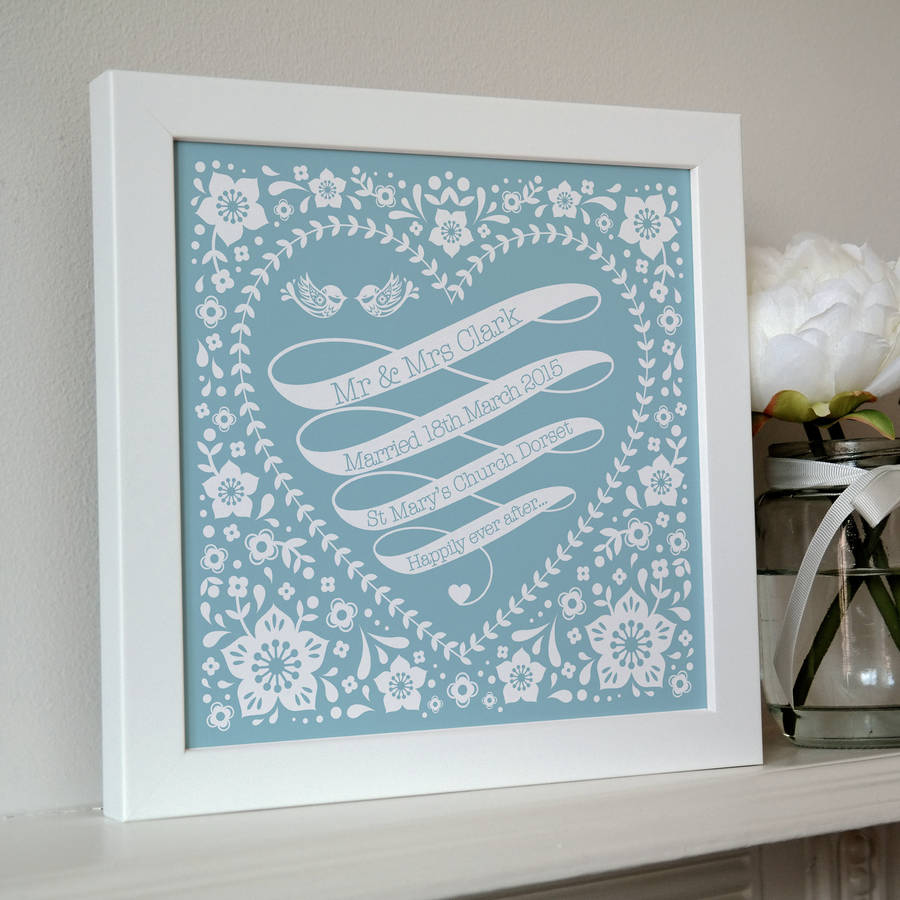 framed wedding ribbon personalised print by pepper print shop ...